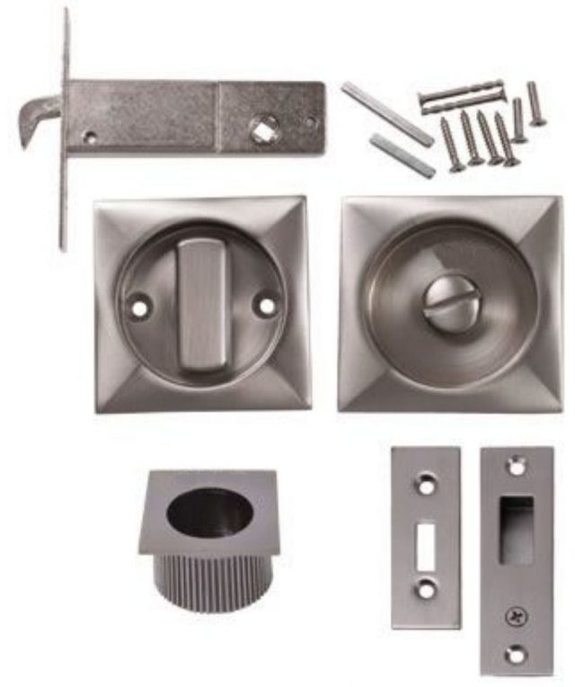 Satin Stainless Steel Square Sliding Bathroom Door Lock - Direct ...