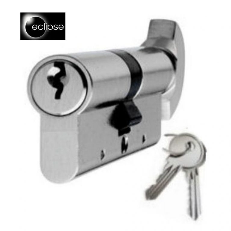 Satin Chrome Euro Profile Cylinder & Turn Door Lock 60mm 30/30 - Direct ...