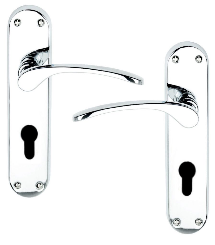 Salo Polished Chrome Lever Euro Profile Door Handles 185mm Long ...