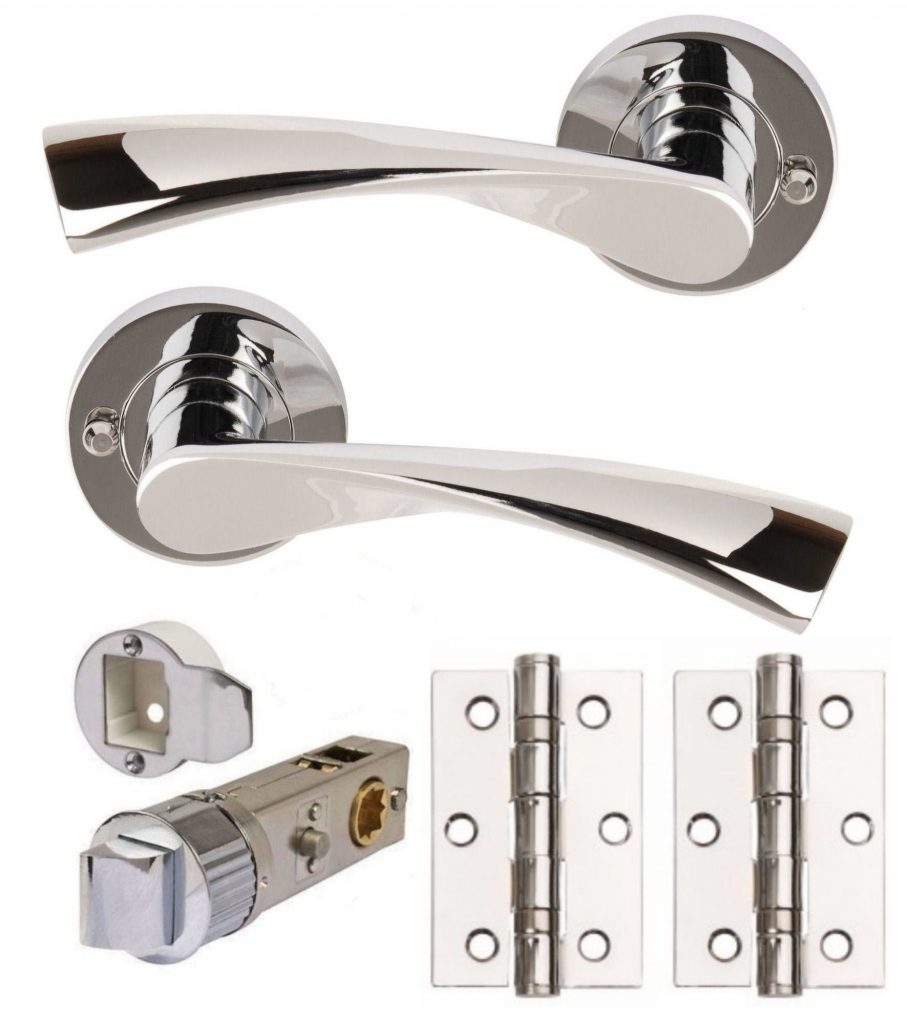Flex Polished Chrome 52mm Round Rose Push Button Privacy (Bathroom) + 3 ...