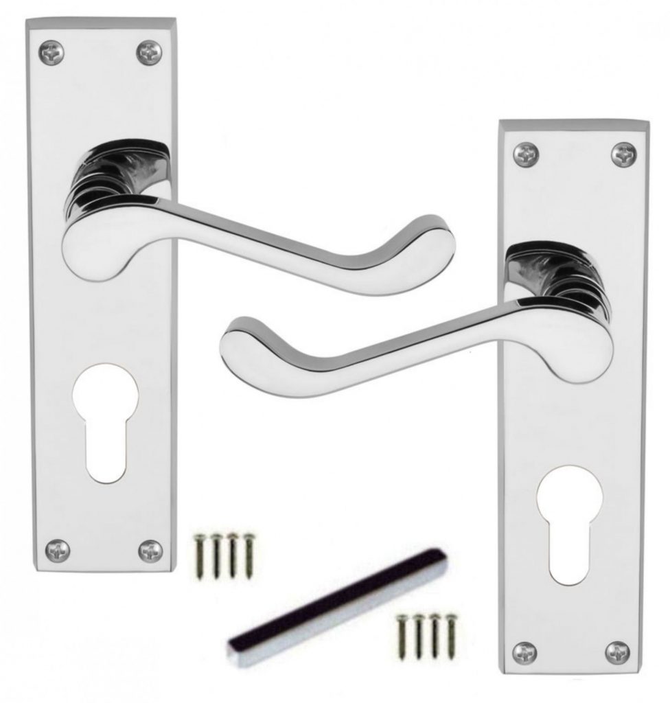 Polished Chrome Euro Profile Door Handles 150mm Long - Direct Hardware UK